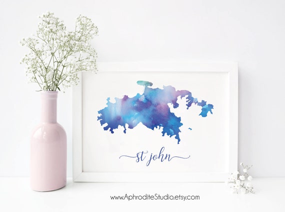 Saint John Digital Print St John Watercolor Poster Travel | Etsy