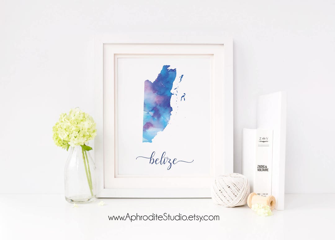 Belize Digital Print - Belize Watercolor Poster - Travel Decor - Gift ...