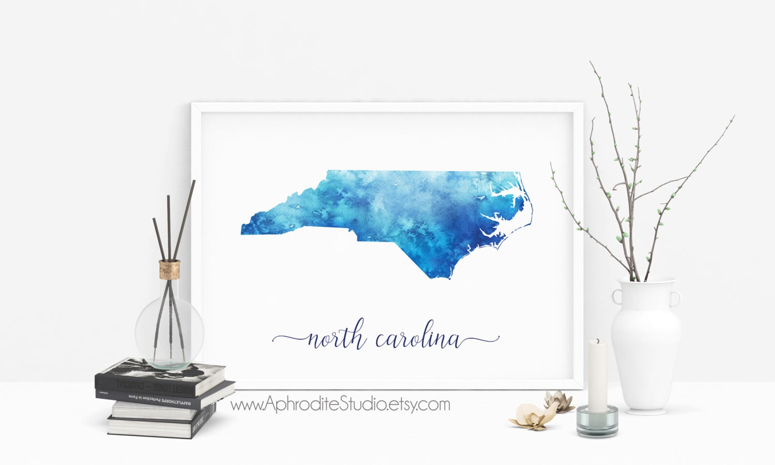 North Carolina Digital Print North Carolina Watercolor - Etsy