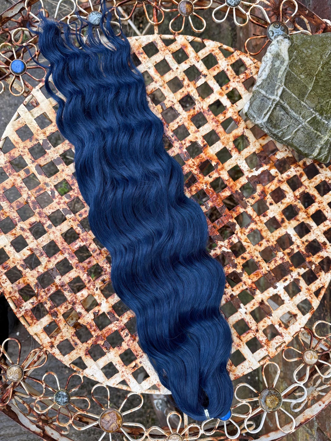 Deep Blue Anna Loose Wave Hair for Crochet Dreadlocks Wavey Curly ...