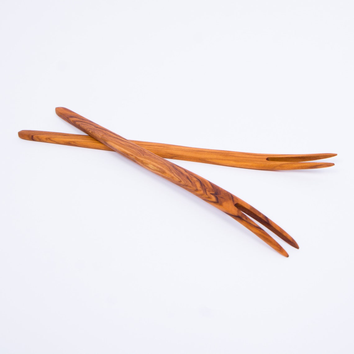 Set of 2 Curved Forks With 2 Points 30 Cm Long Wooden - Etsy