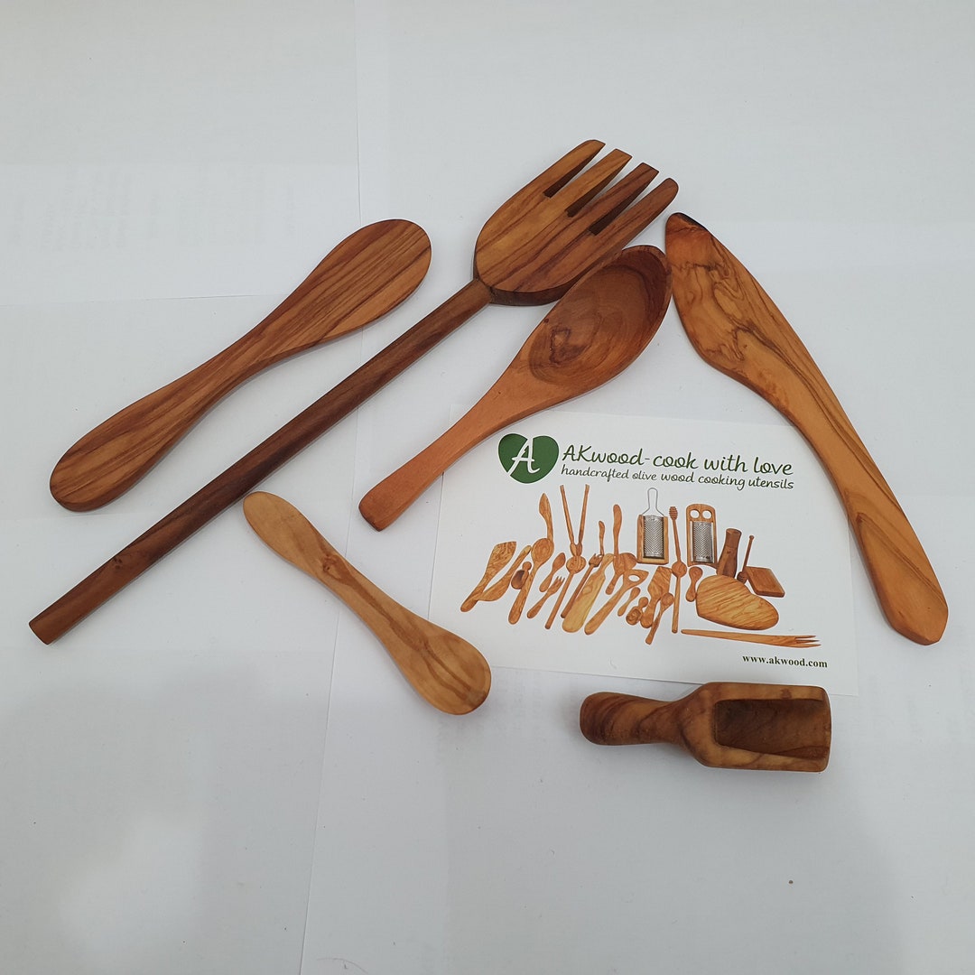Lot of 6 Small Cooking Utensils, Set of Spoons, Scoop, Fork and ...
