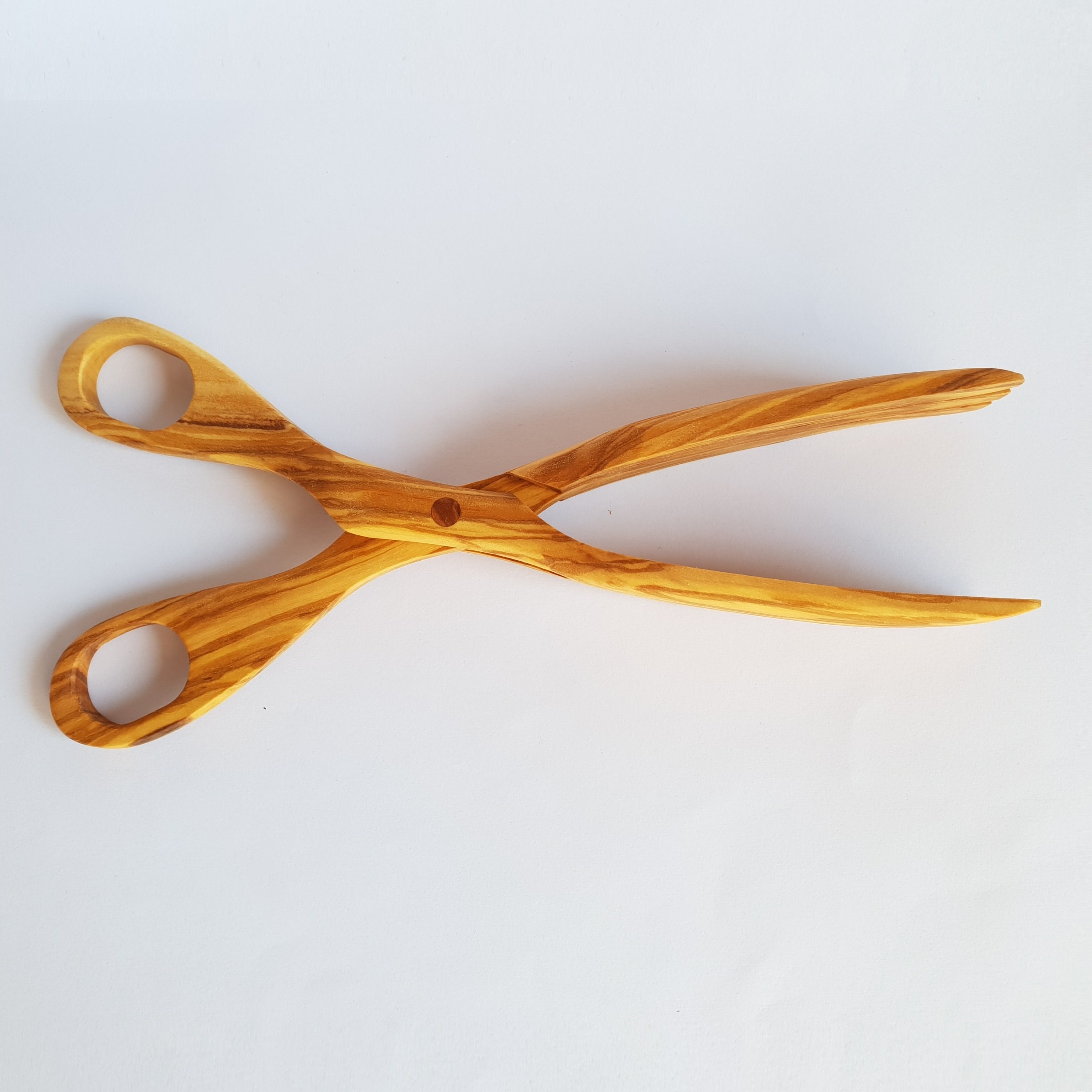 Olive Wood Scissors for Salad Wooden Salad Tongs Serving | Etsy