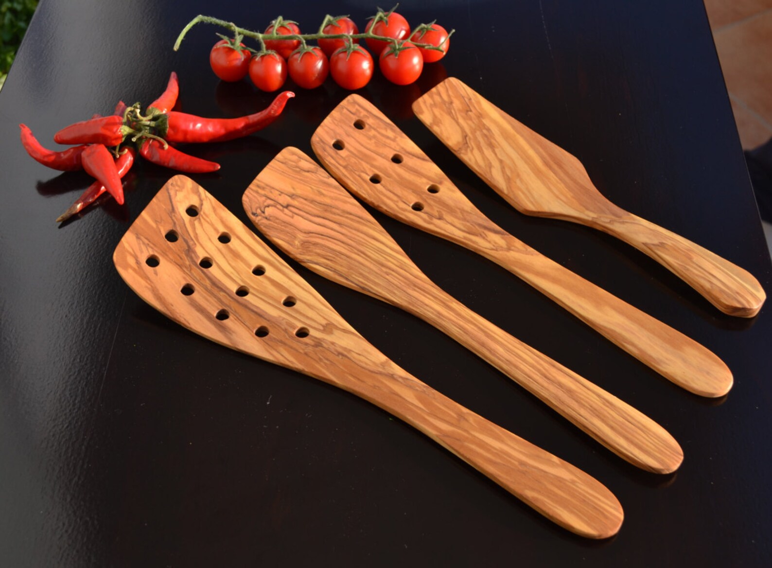 Olive Wood Utensils Handmade Lot of 4 different Spatulas | Etsy