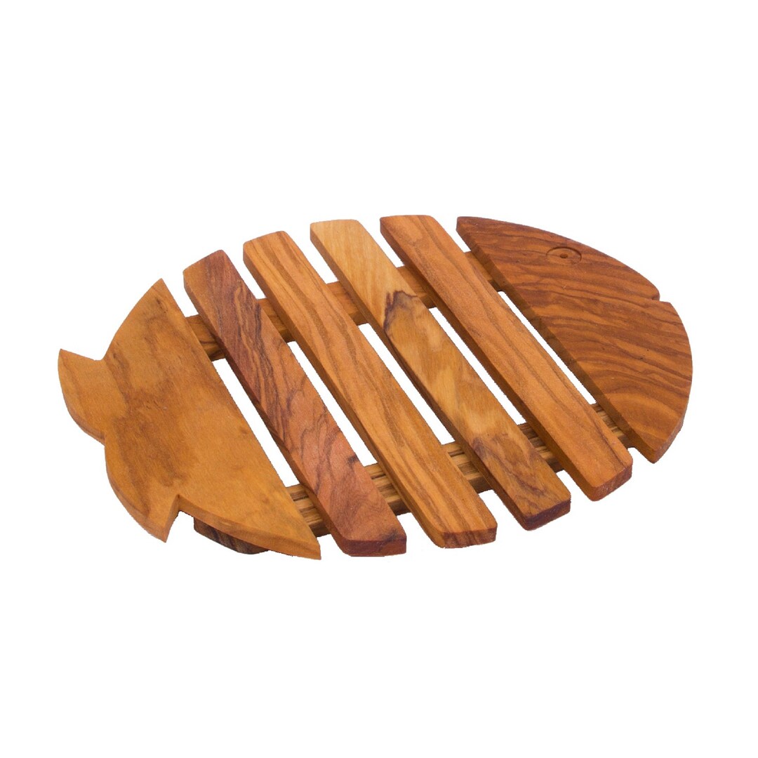 Fish Shaped Olive Wood Trivet / Heat Resistant / Hot Pads - Handmade in ...