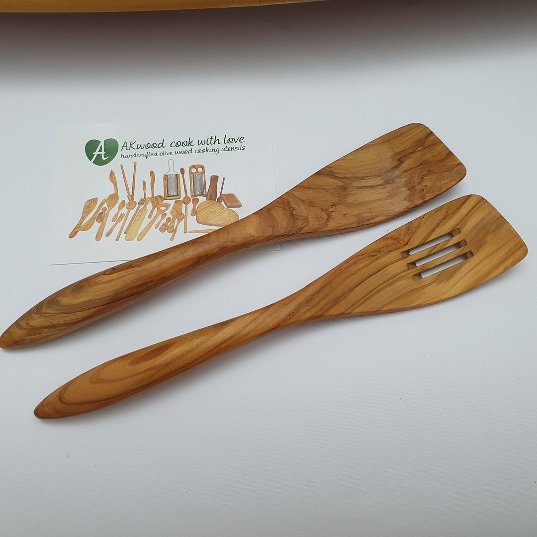 2 Big Handle Curved Spatulas, Normal and Slotted Spatula 32 Cm / 12.60 ...