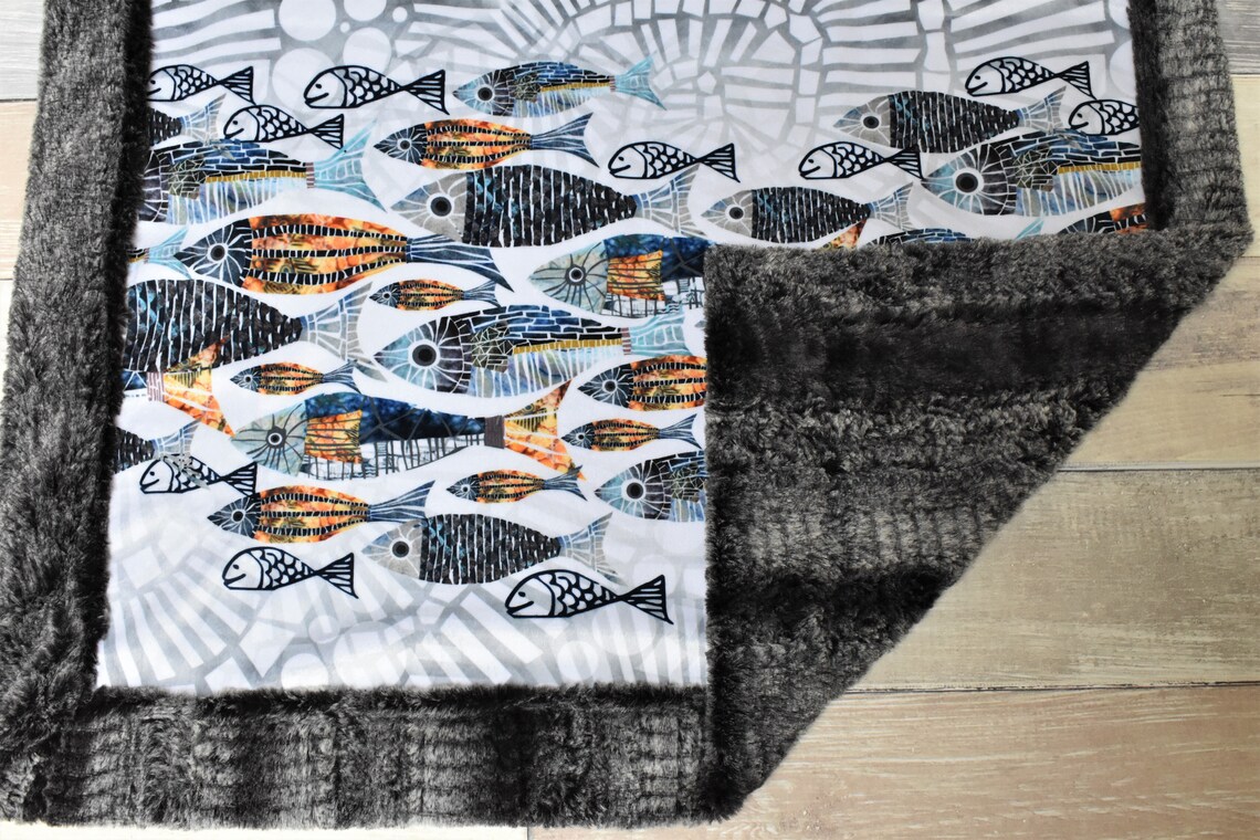 Fish Blanket Fish Baby Blanket Fish Baby Gift Minky Baby - Etsy