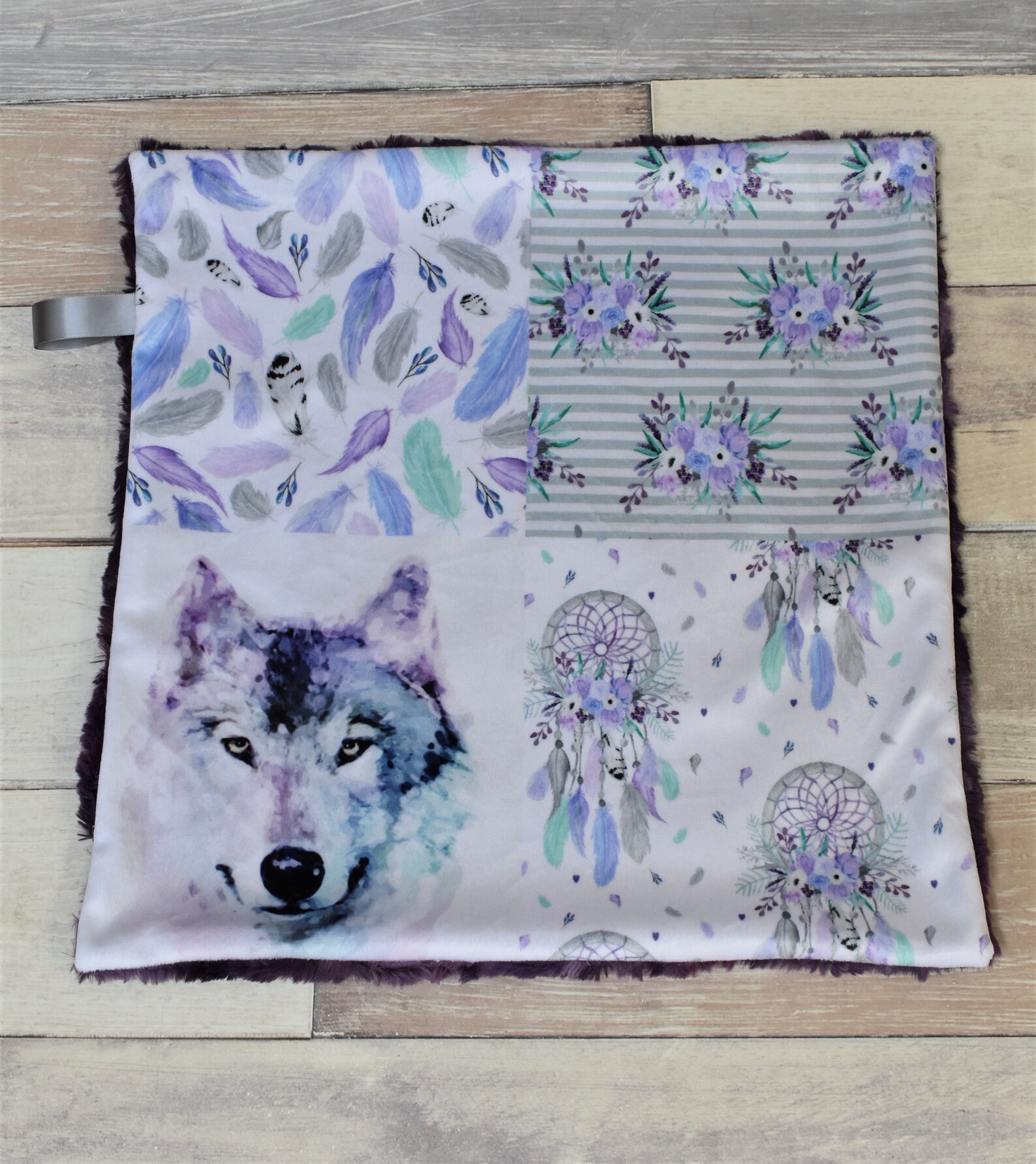 Wolf Lovey Purple Wolf Lovey Wolf Mini Blanket Wolf | Etsy