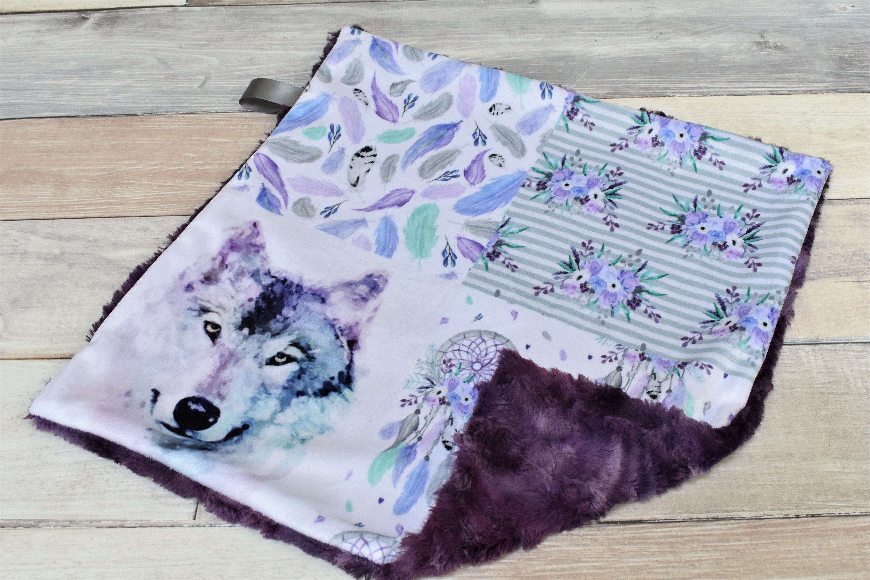 Wolf Lovey - Purple Wolf Lovey - Wolf Mini Blanket - Wolf Security ...