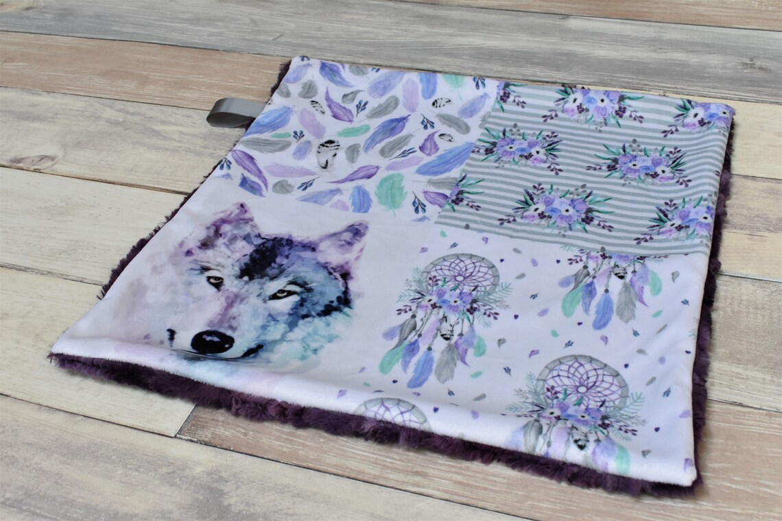 Wolf Lovey - Purple Wolf Lovey - Wolf Mini Blanket - Wolf Security ...