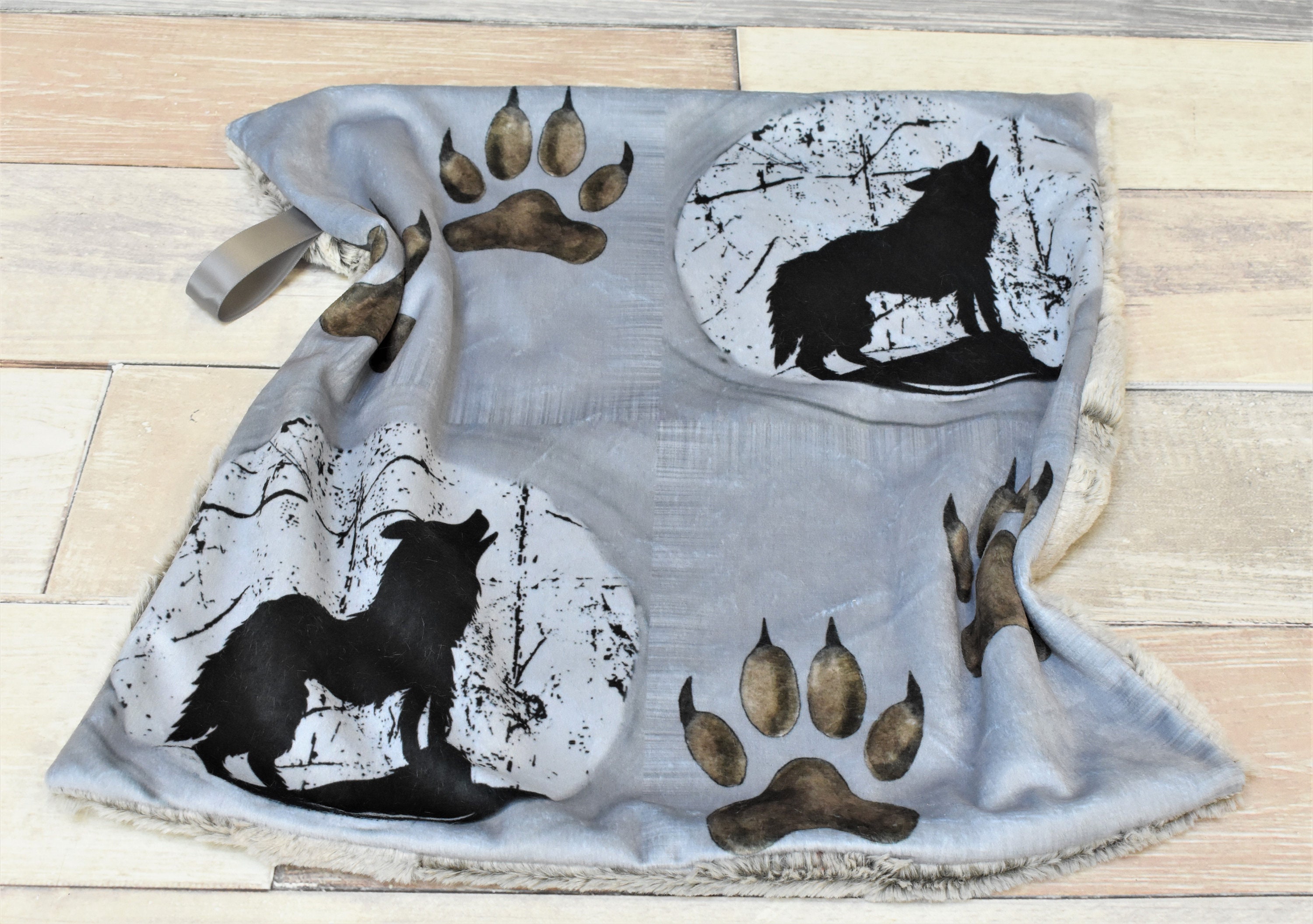 Wolf Lovey - Wolf Security Blanket - Wolf Mini Blanket - Minky Lovey ...