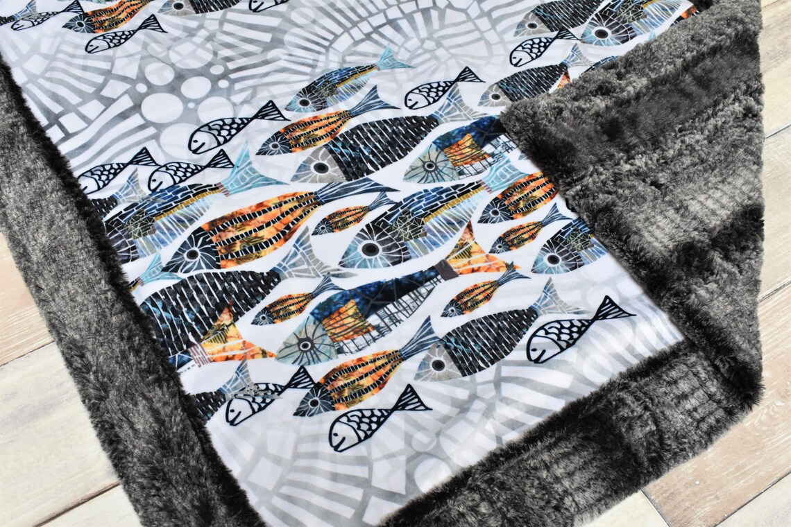 Fish Blanket Fish Baby Blanket Fish Baby Gift Minky Baby - Etsy