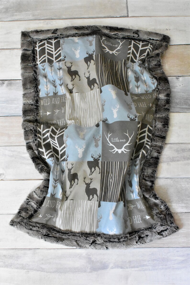 Blue Deer Blanket - Brown Deer Blanket - Buck Blanket - Arrow Blanket ...