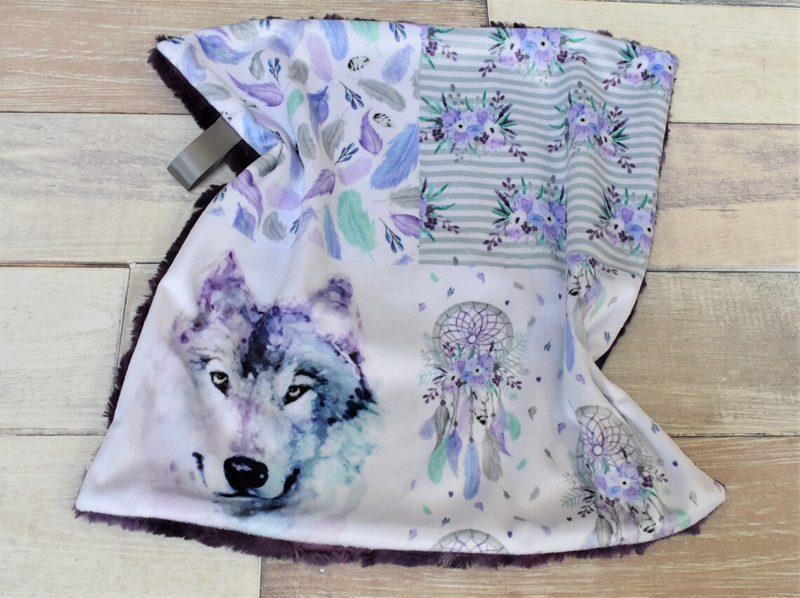 Wolf Lovey - Purple Wolf Lovey - Wolf Mini Blanket - Wolf Security ...