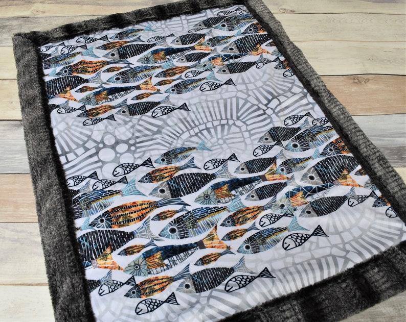 Fish Blanket Fish Baby Blanket Fish Baby Gift Minky Baby - Etsy