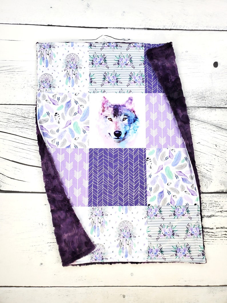 Purple Wolf Baby Blanket Wolf Girl Blanket Wolf Nursery - Etsy