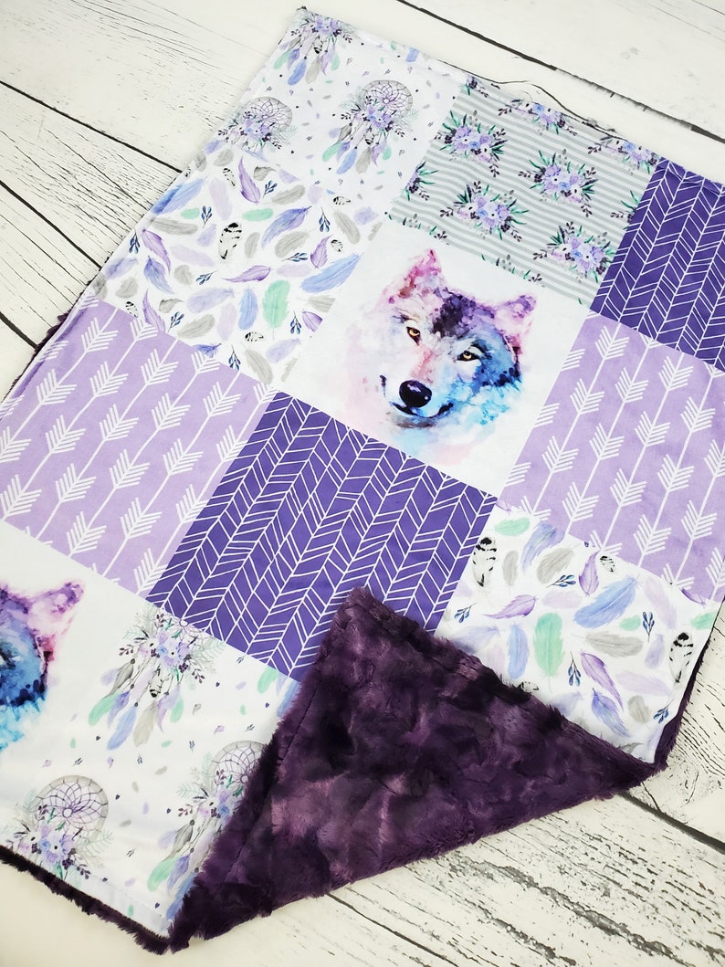 Purple Wolf Baby Blanket Wolf Girl Blanket Wolf Nursery - Etsy