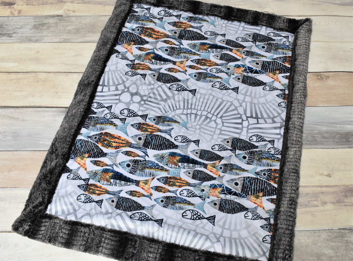 Fish Blanket Fish Baby Blanket Fish Baby Gift Minky Baby | Etsy