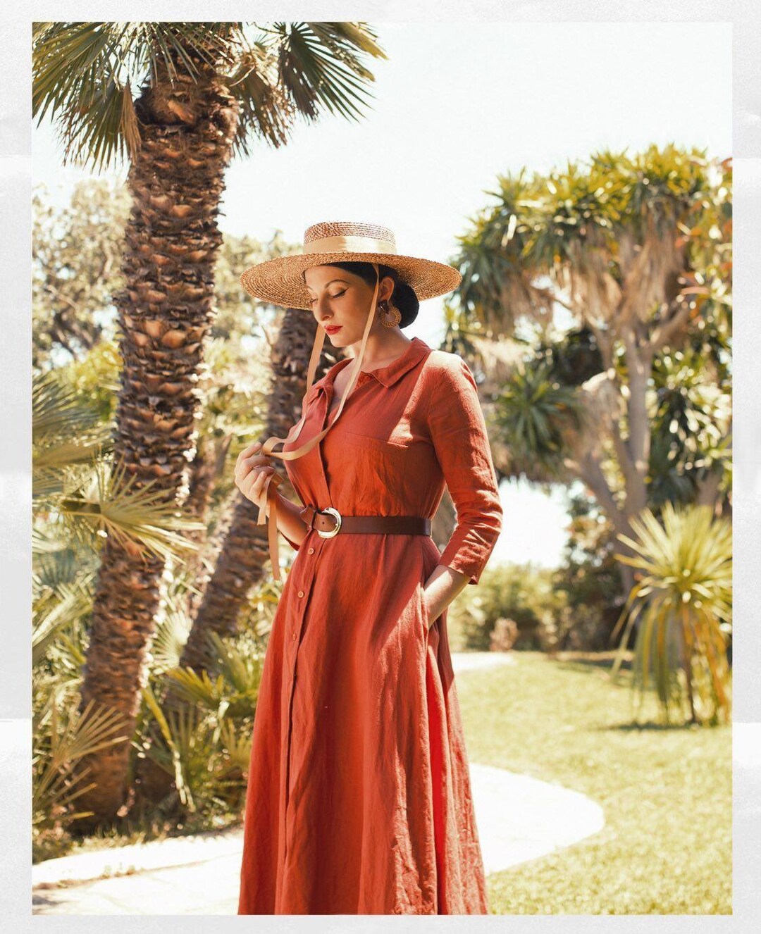 Long Linen Dress With Buttons, Collar and Belt - Etsy