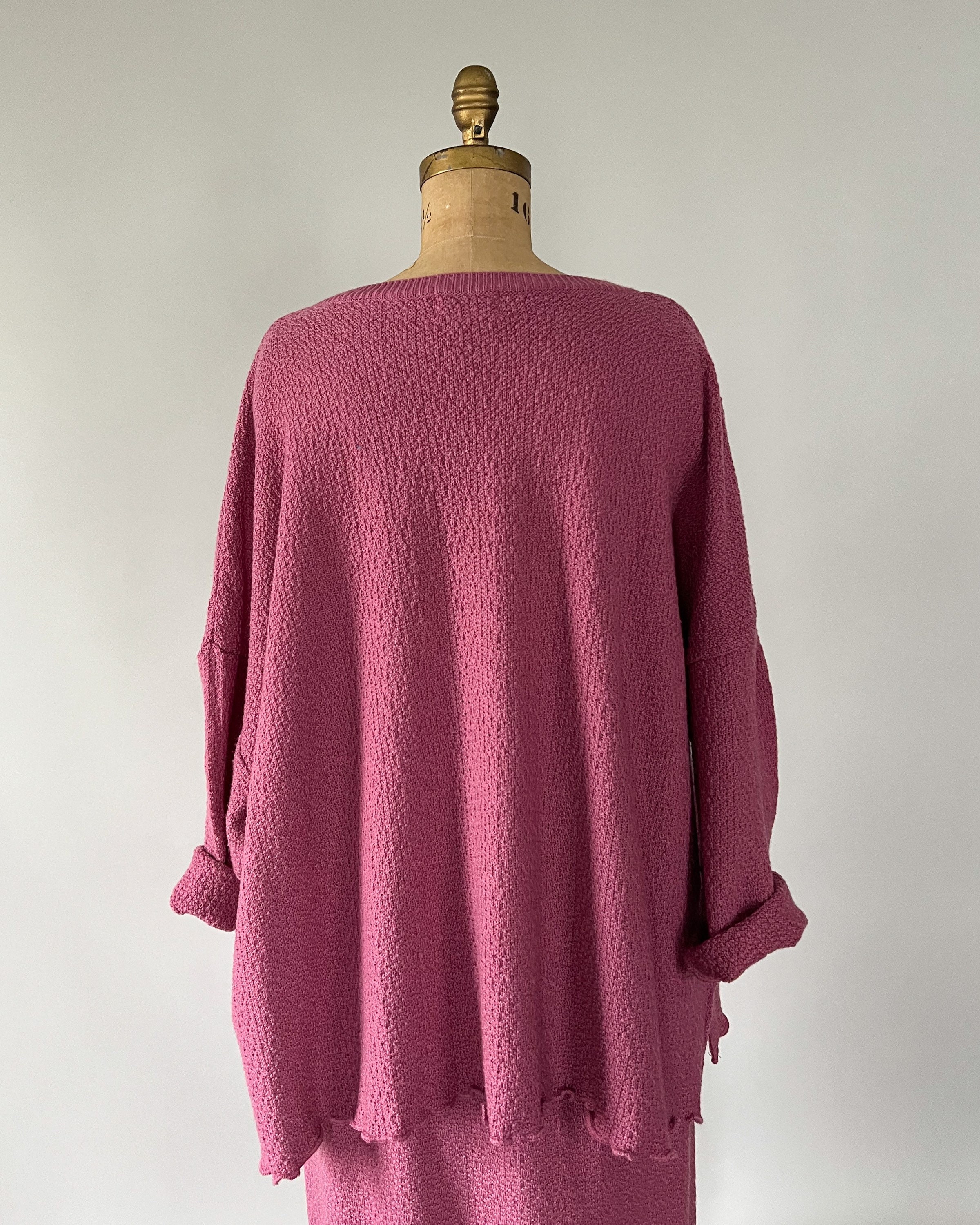 Vintage 1990s magenta acrylic knit matching set, plus size, 1X