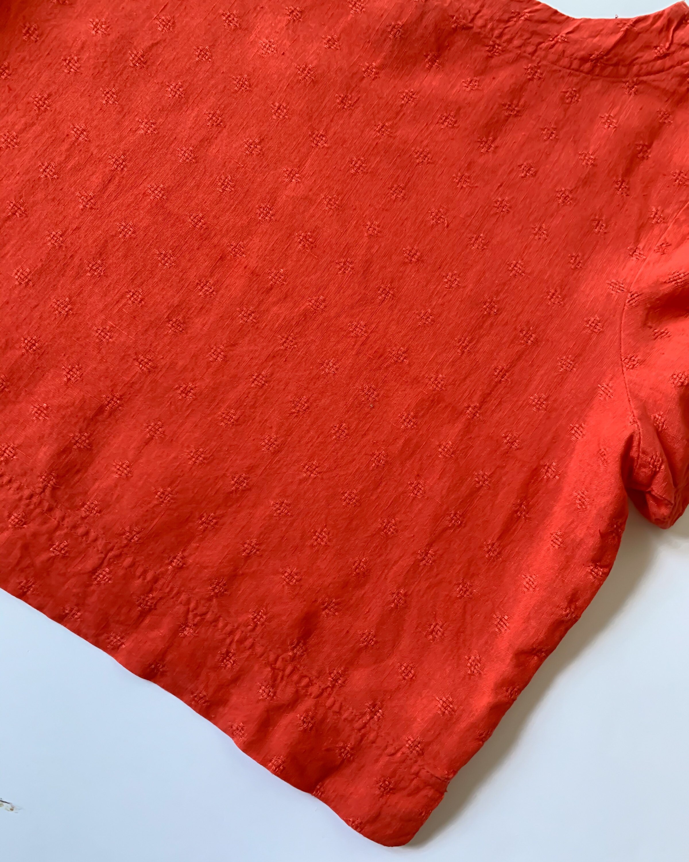 Vintage 1990s tomato red linen boxy top / Medium M