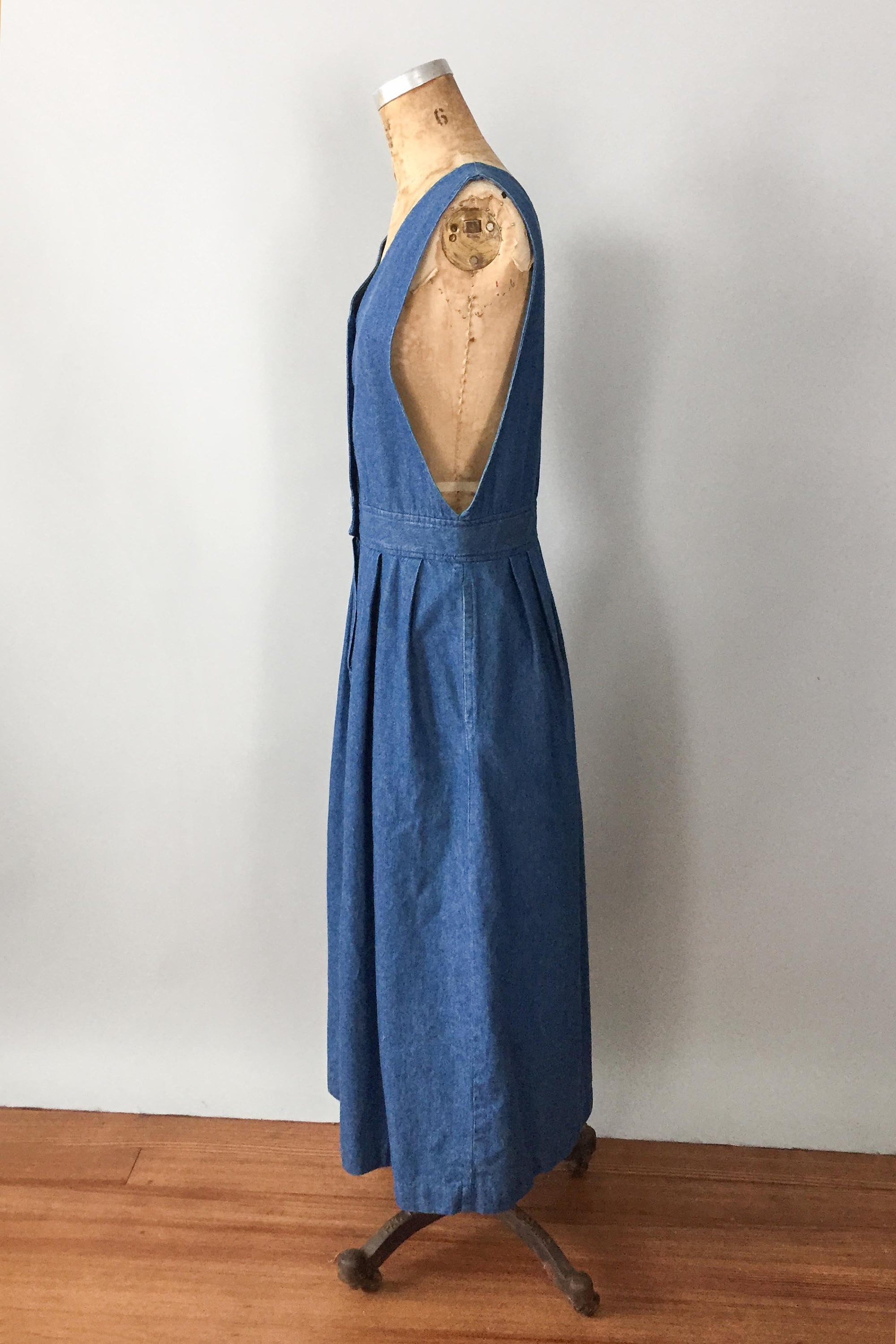 Vintage 1990s 90s 80s denim pinafore jumper dress Small S Medium M