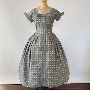 Vintage 50s Dress, 1950s Kay Whitney Gray Cotton Yellow Floral Daisy ...