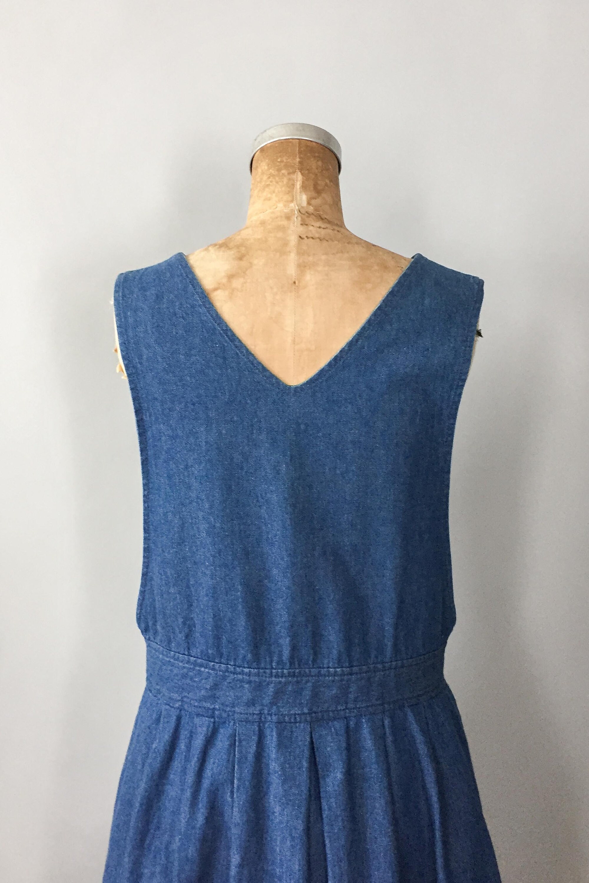 Vintage 1990s 90s 80s denim pinafore jumper dress Small S Medium M