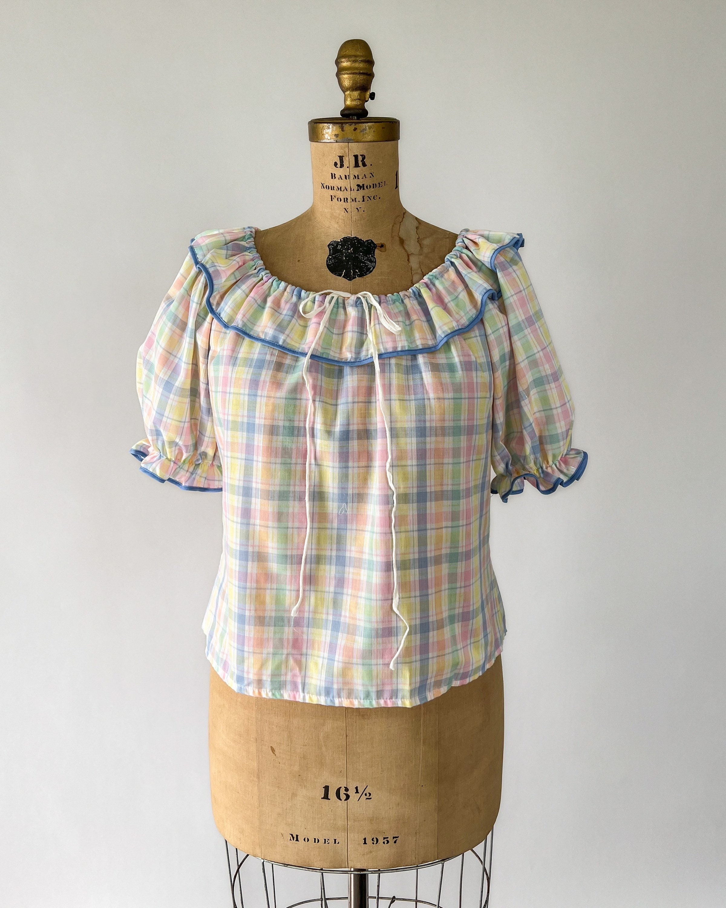 Vintage 1980s Multi Colored Pastel Plaid Cotton Poly Prairie Dress Set ...