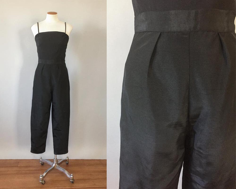 Vintage 1950s 50s 1960s 60s black high waisted capris cropped pants ...