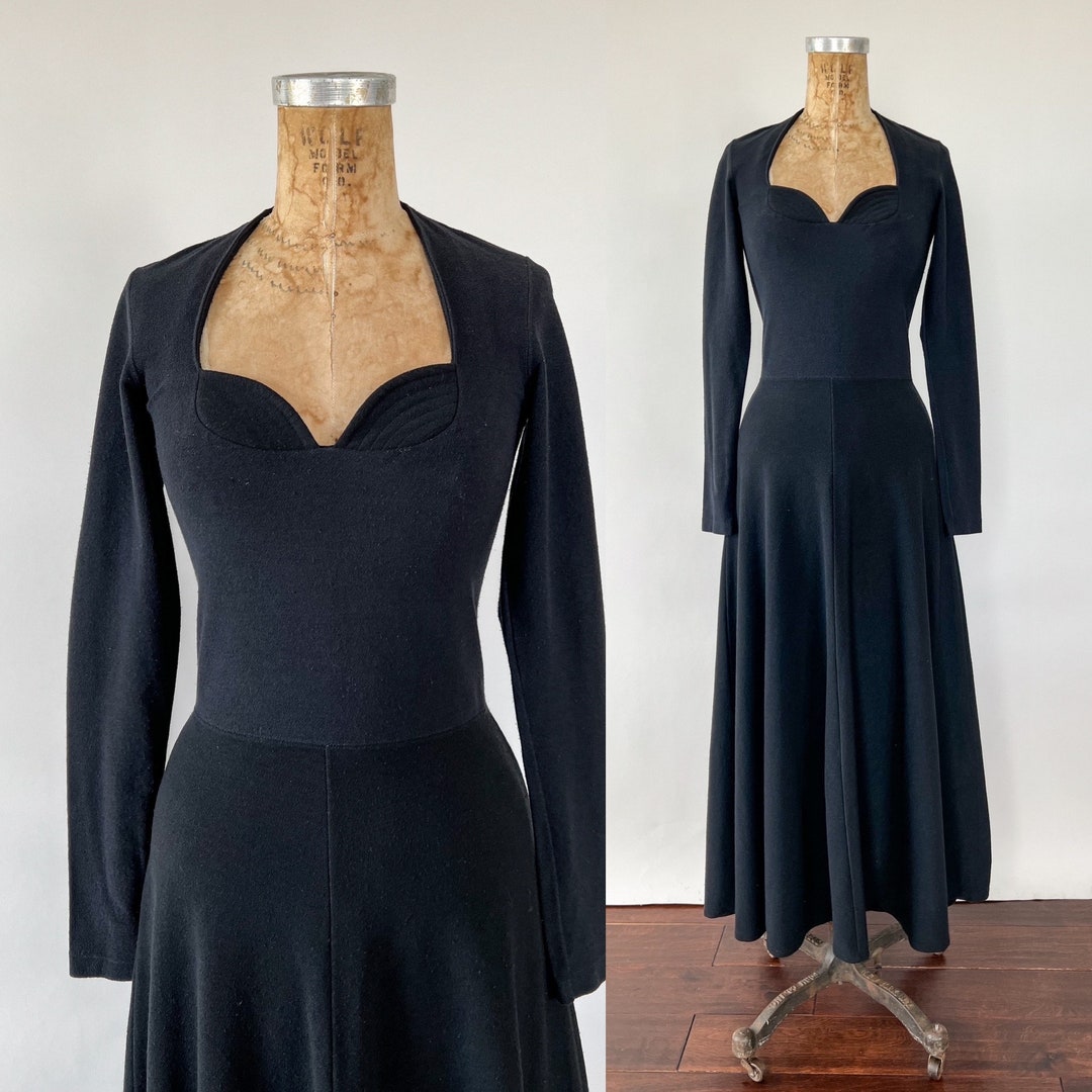 Vintage 1990s Dress, 80s 90s French Designer Michel Klein Black Rayon ...