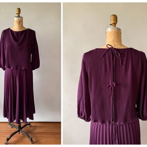 Vintage 70s Dress, 1970s Dark Purple Dress, 70s Pleated Dress, 70s ...