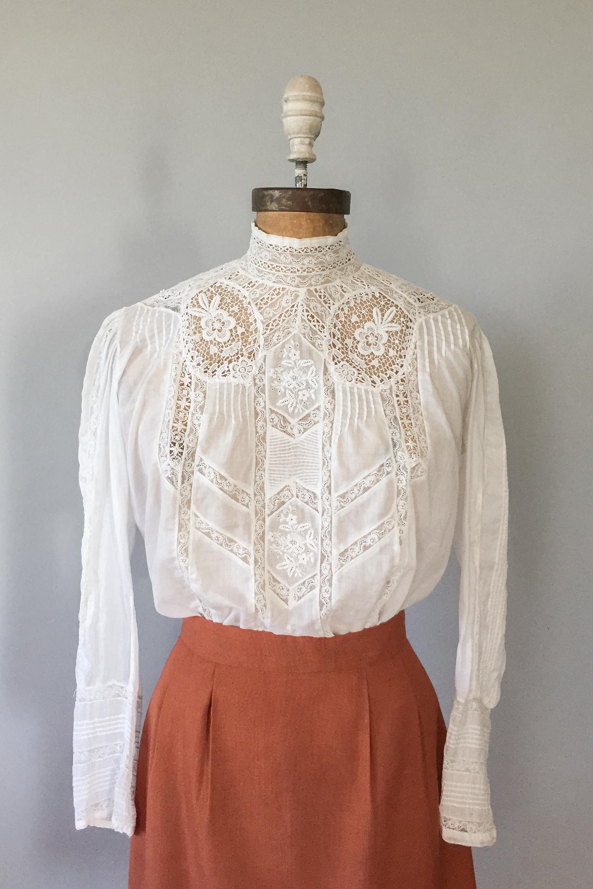 Vintage Edwardian 1900s White Lace Gibson Girl Doen Style Puff Sleeve ...