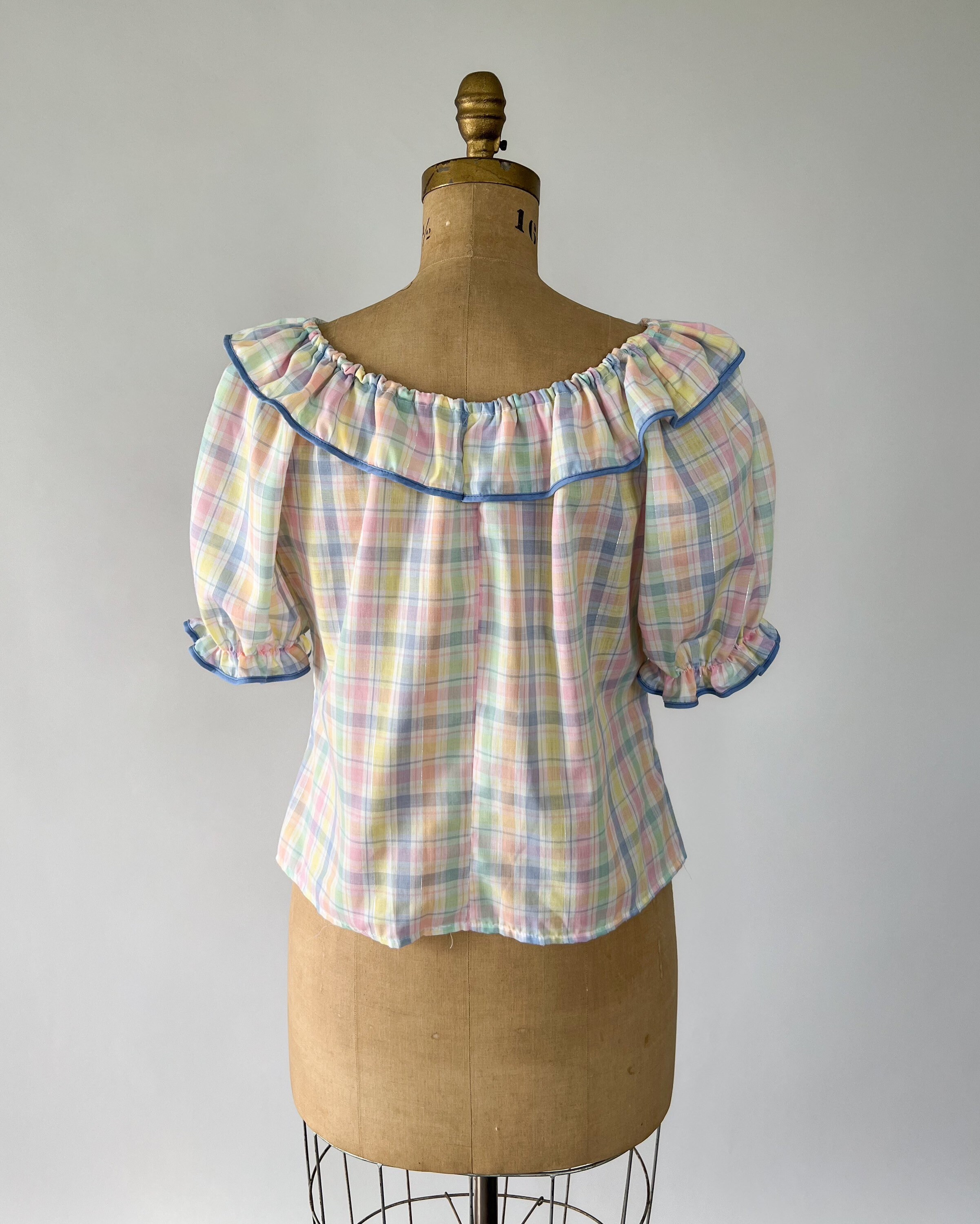 Vintage 1980s Multi Colored Pastel Plaid Cotton Poly Prairie Dress Set ...
