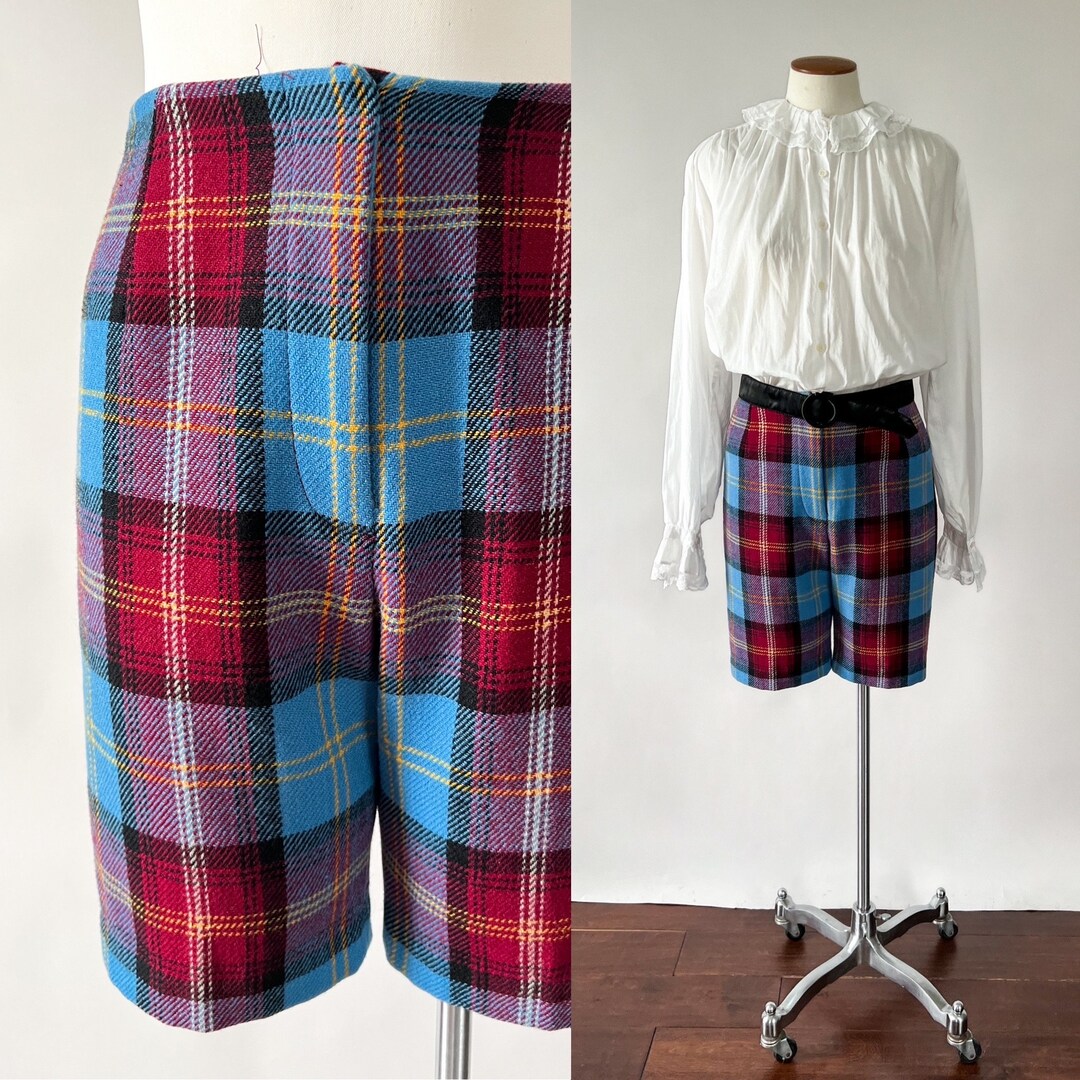 Vintage 60s Shorts, 1960s Bobbie Brooks Blue Black Yellow Maroon Purple ...