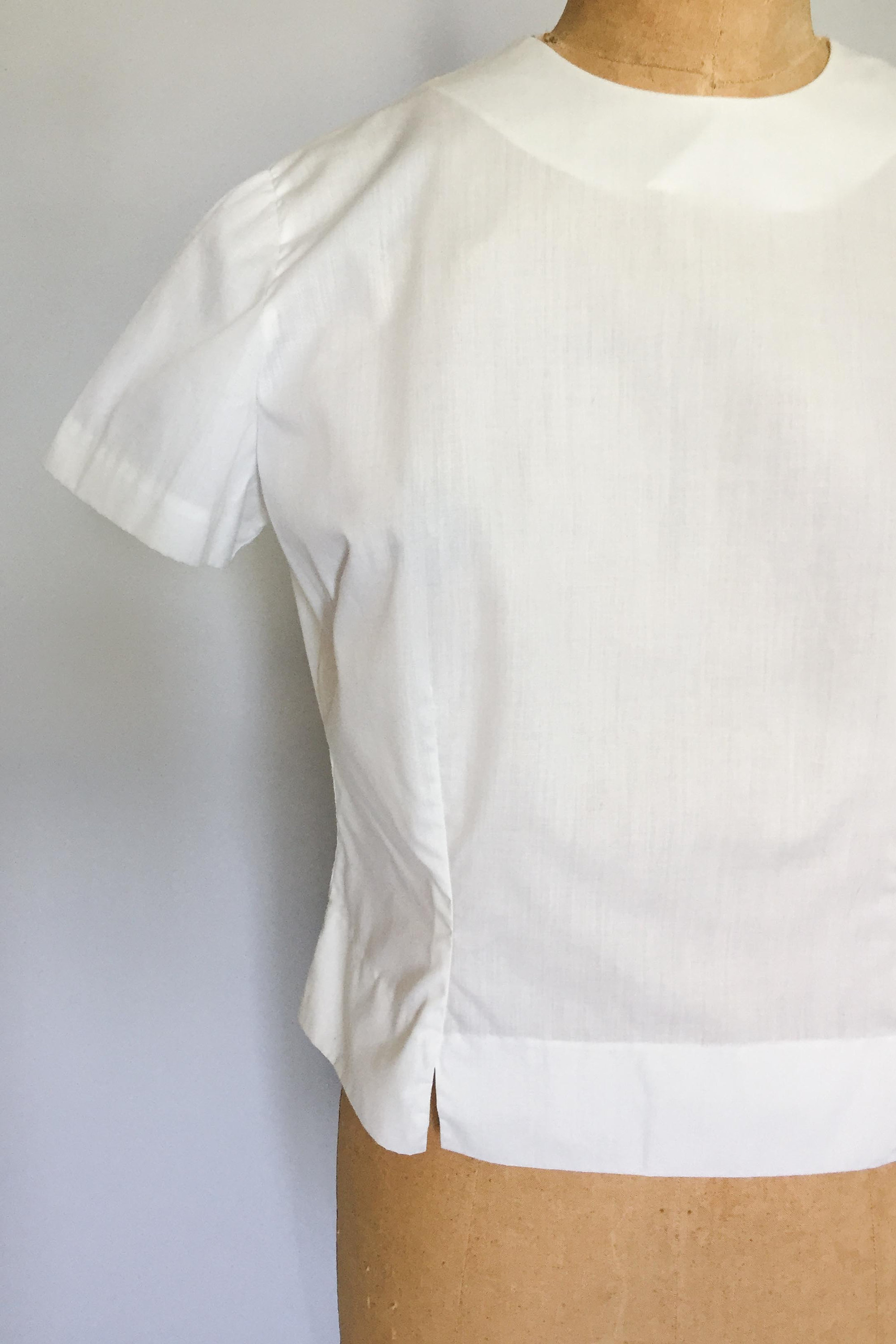 Vintage 1960s white short sleeved crop top / 50s 60s crop top shirt ...