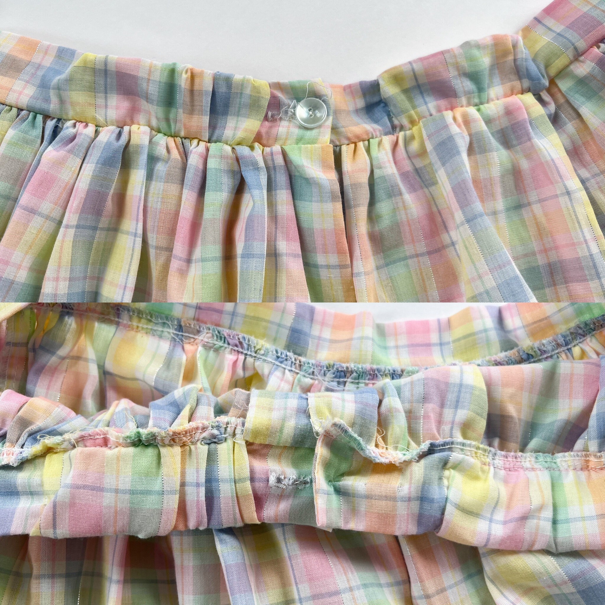 Vintage 1980s Multi Colored Pastel Plaid Cotton Poly Prairie Dress Set ...