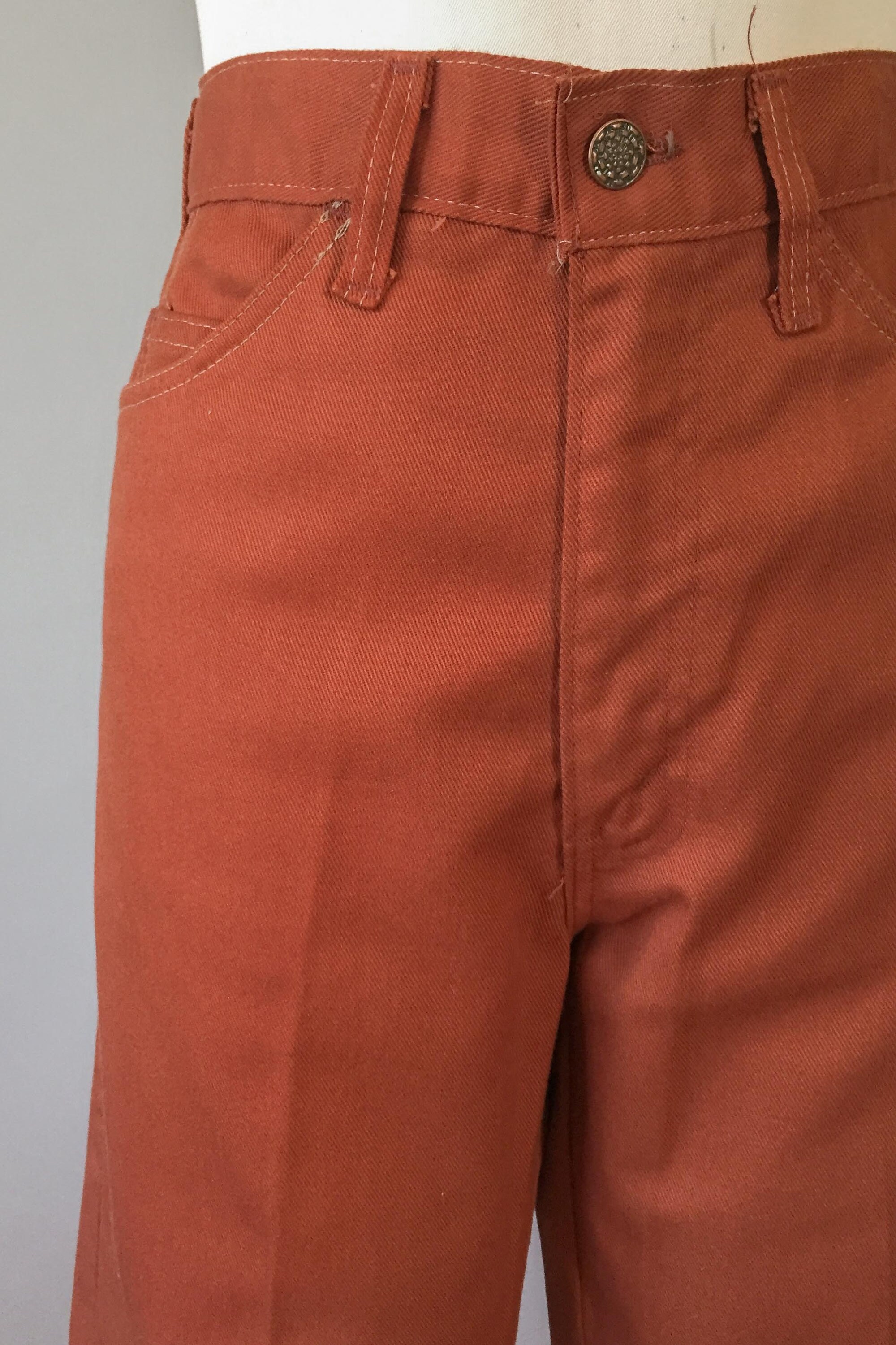 Vintage 1970s rust high waist wide leg bell bottom pants Medium M 8/10 ...