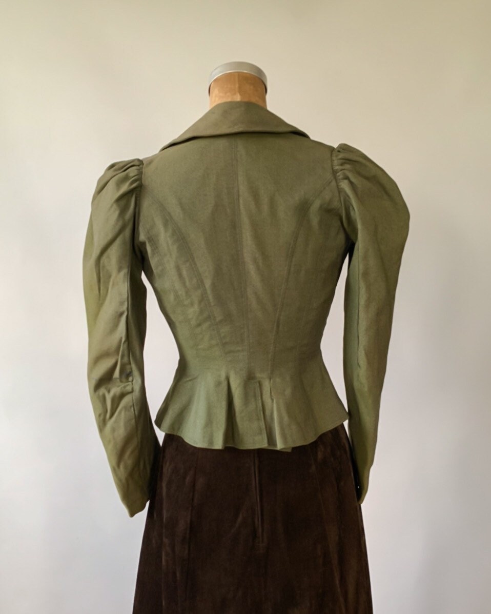 Antique Victorian Edwardian green fitted jacket blazer puff mutton ...