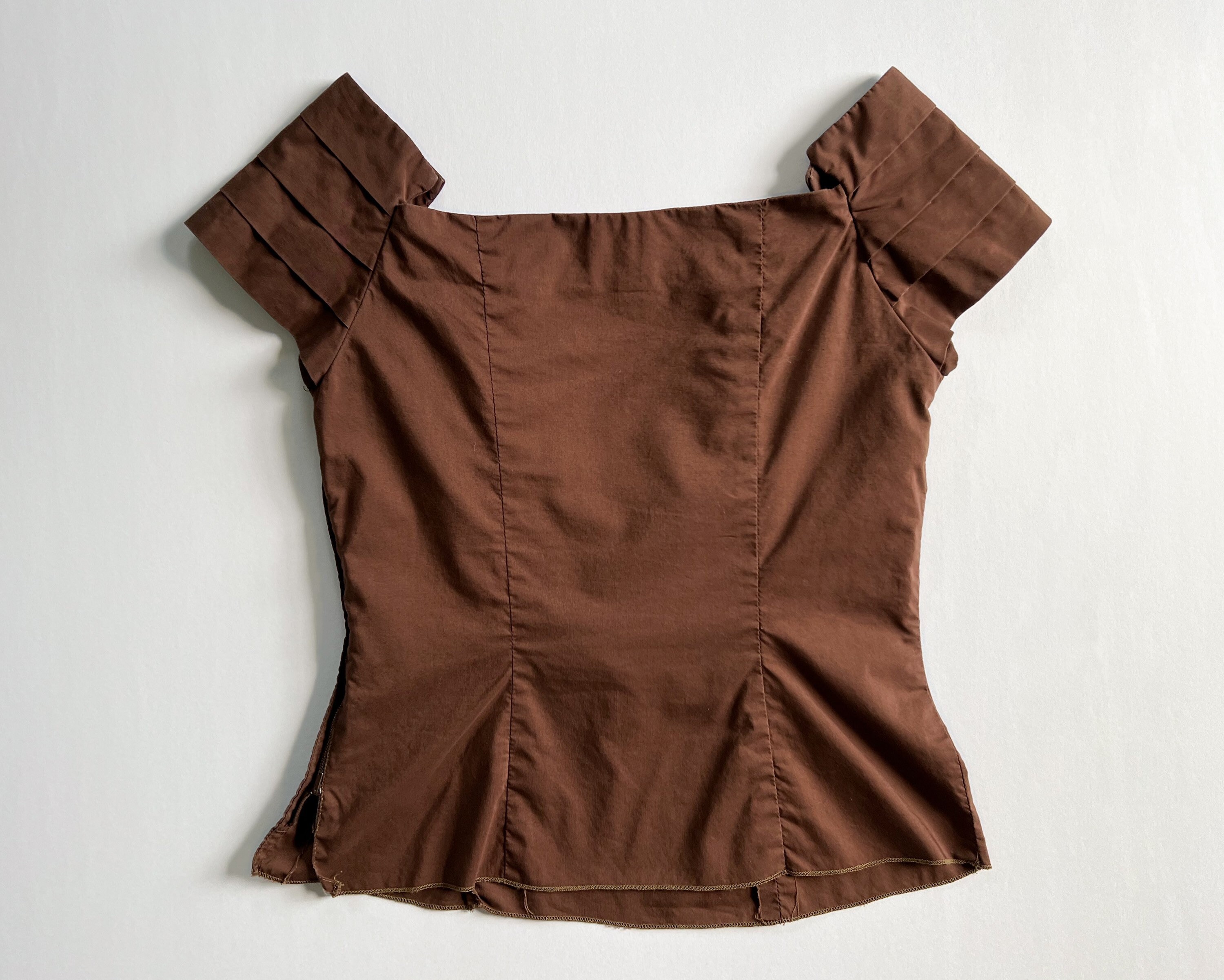 Vintage 1950s Alex Coleman brown cotton fitted top, Small Medium