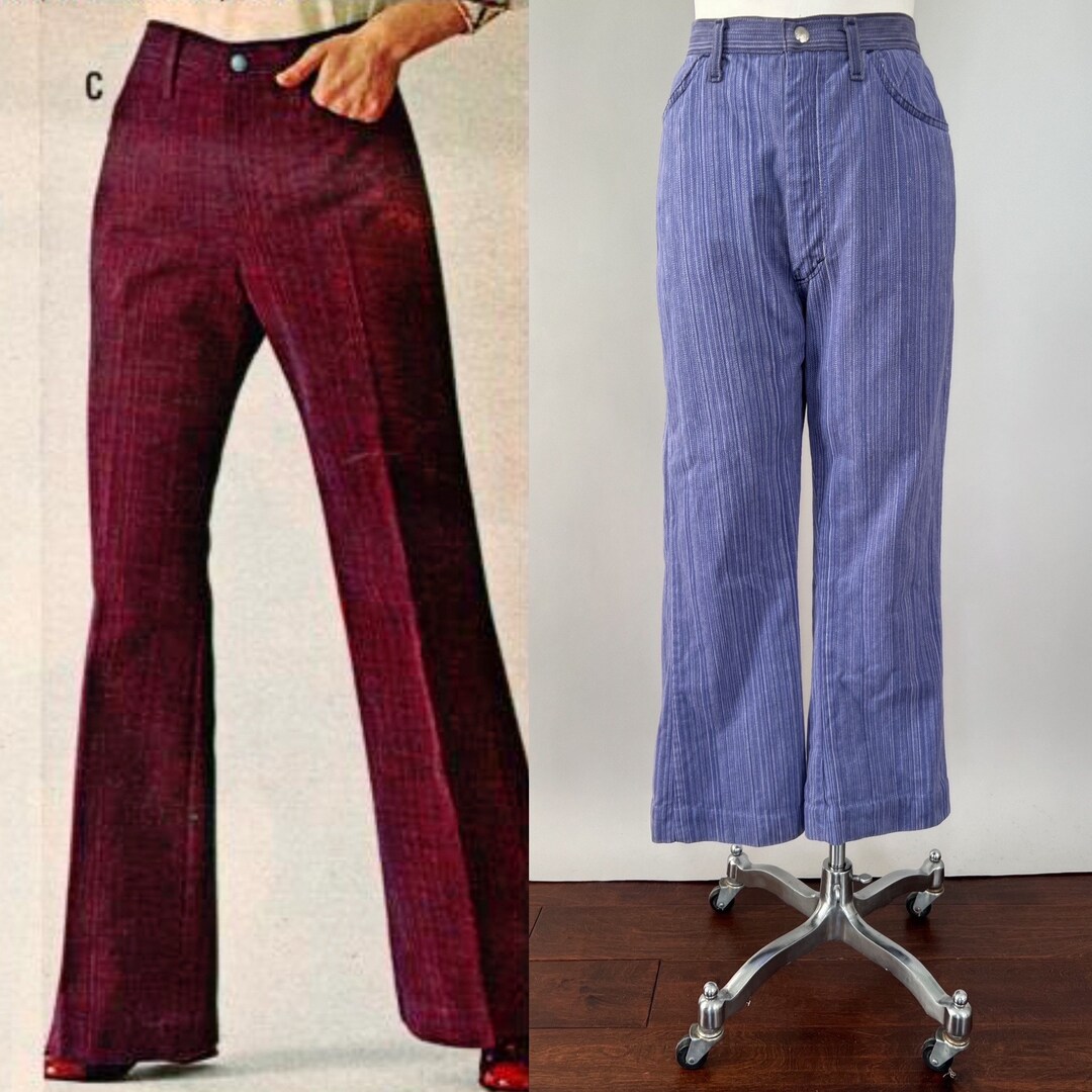 Vintage 70s Pants, 1970s Purple Corduroy Flared Leg, High Rise Flares ...