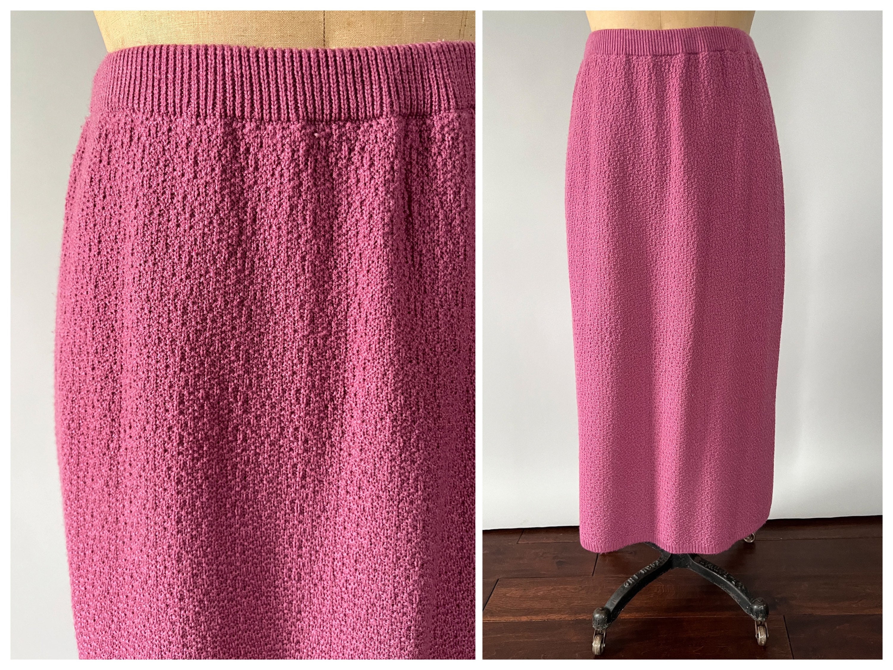 Vintage 1990s magenta acrylic knit matching set, plus size, 1X