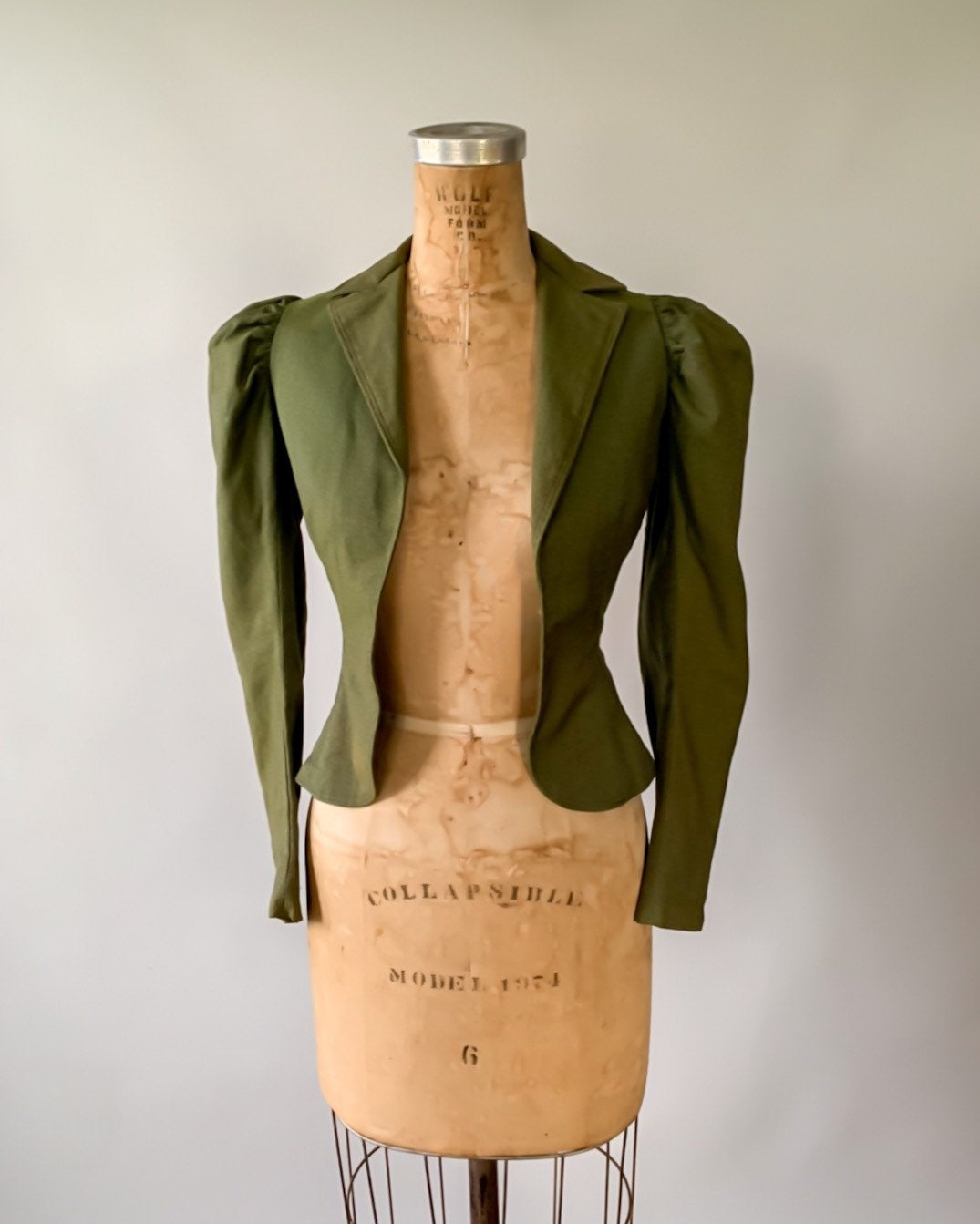Antique Victorian Edwardian green fitted jacket blazer puff mutton ...
