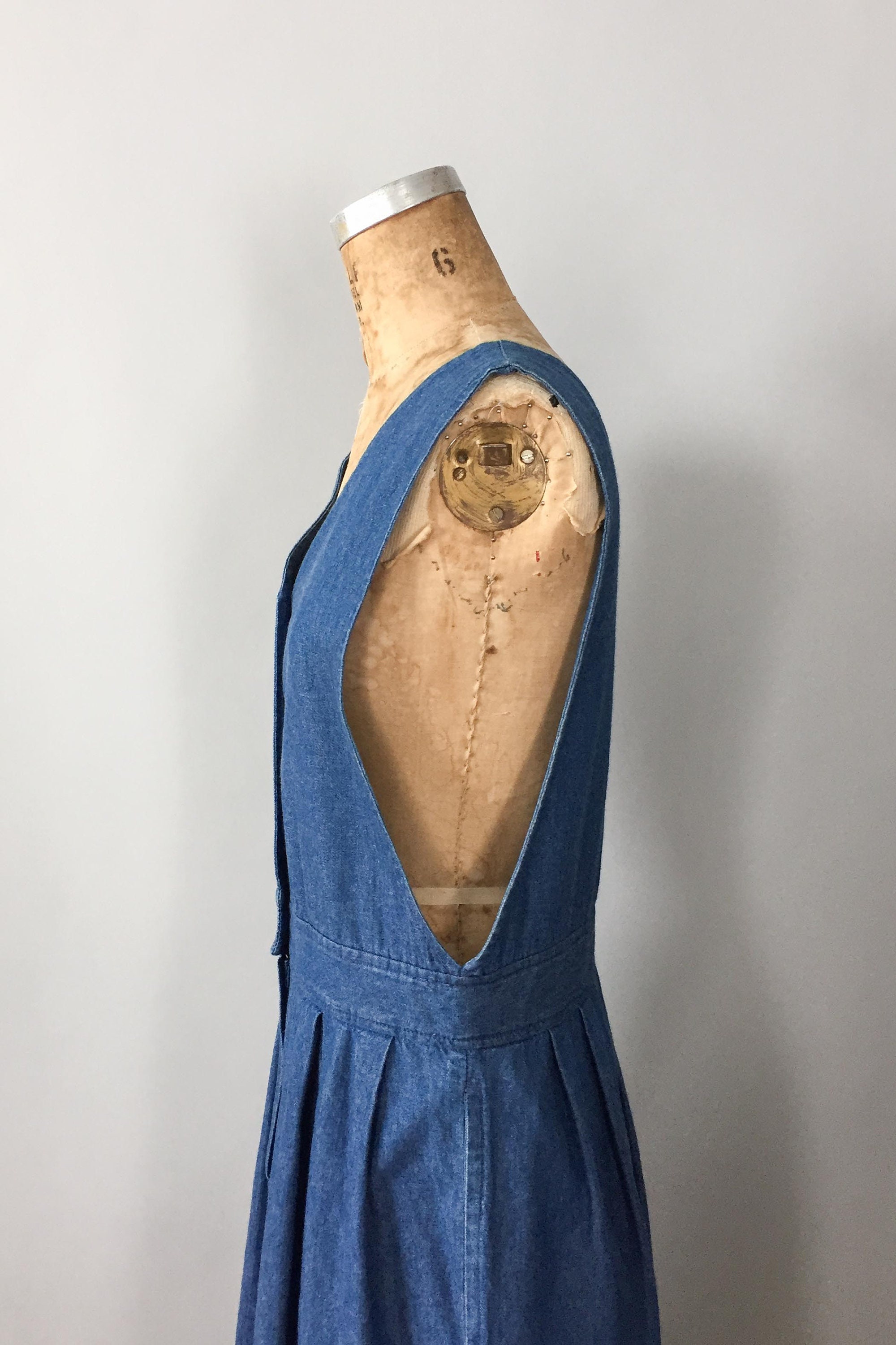 Vintage 1990s 90s 80s denim pinafore jumper dress Small S Medium M