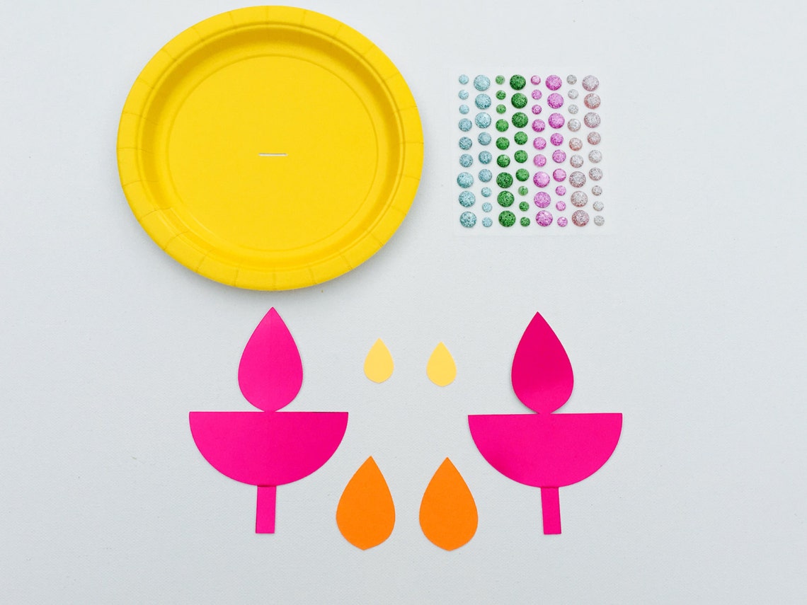 Kids Diwali Activity Craft Kit - Puja Thali 3D (yellow) - Etsy Canada
