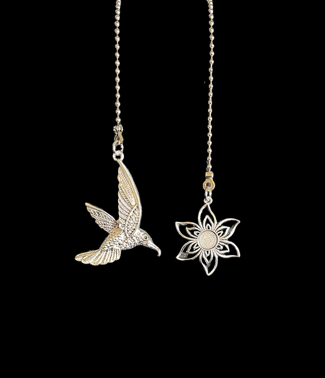 Hummingbird and Daisy Fan Light Pull Chain Set - Silver Tone - Etsy