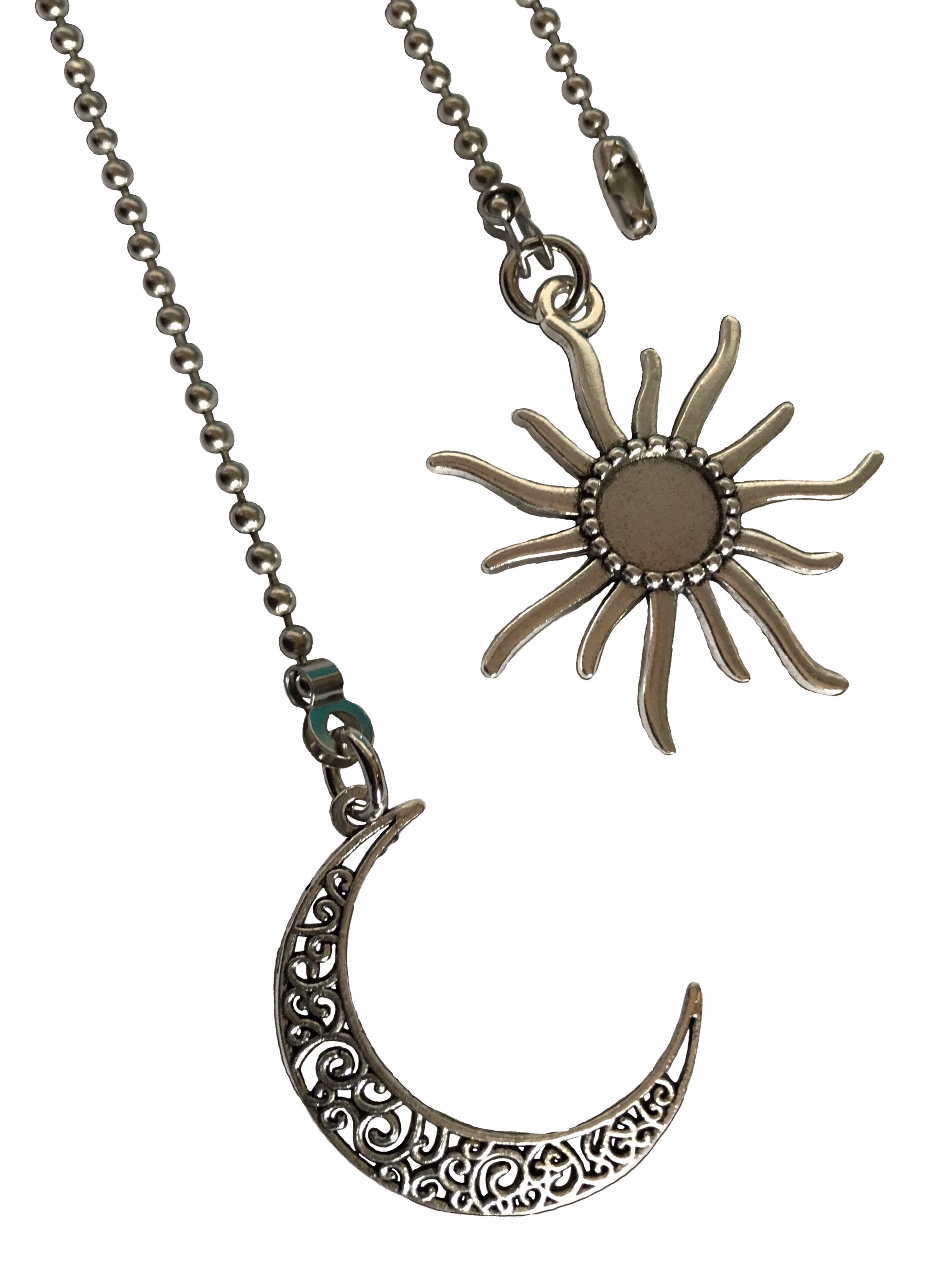 Silver Sun & Filigree Moon Ceiling Fan Light Pull Chain | Etsy