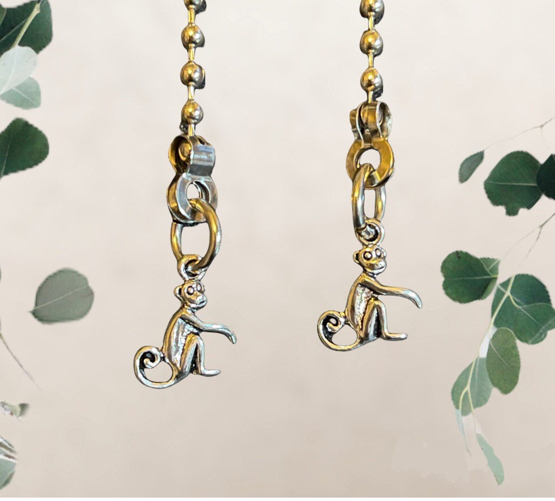 Two Small Cute Sitting Monkeys Fan Pull Chain Set - Etsy