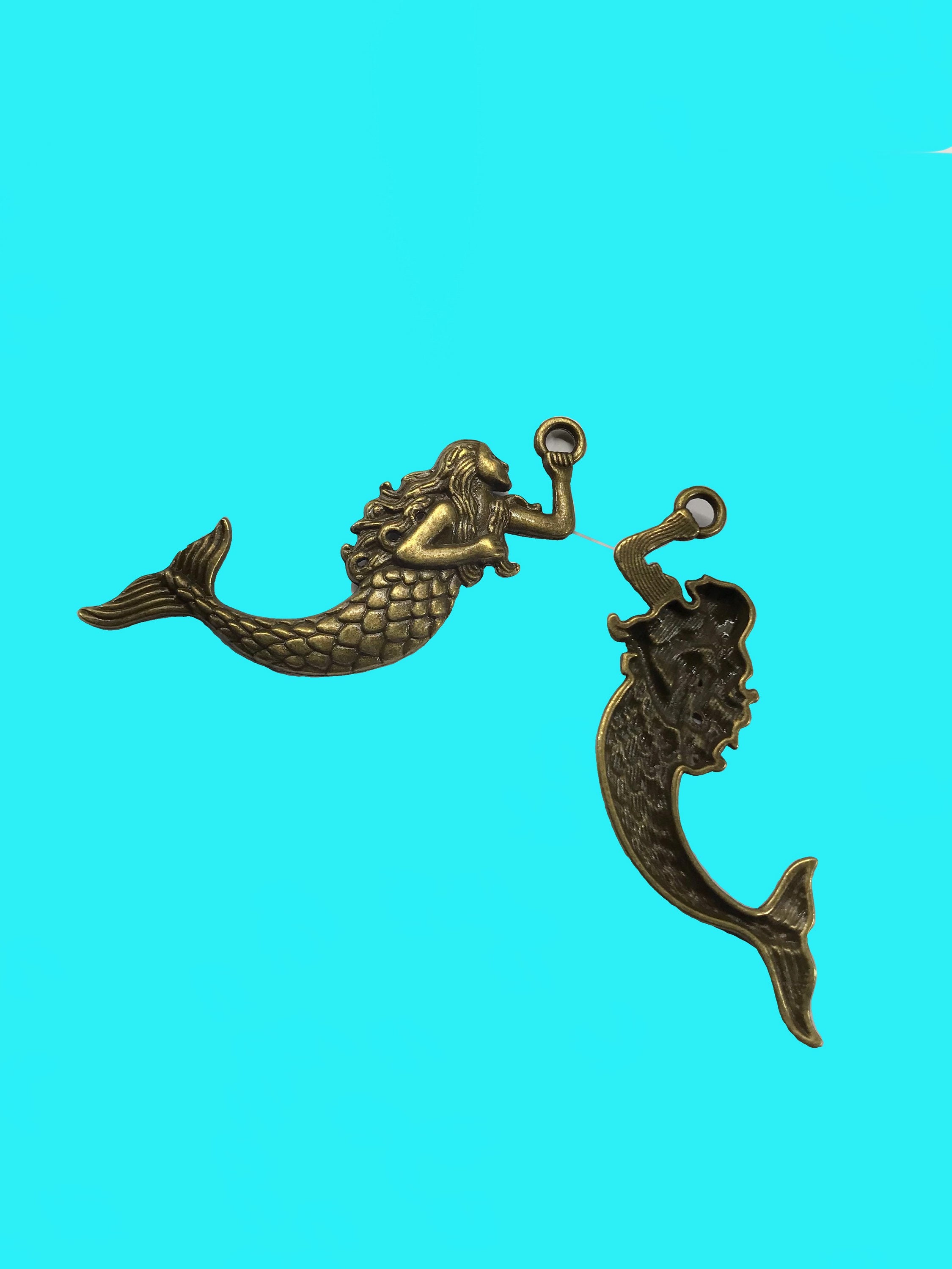 Bronze Large Mermaid & Light Bulb Fan Light Pull Chain | Etsy