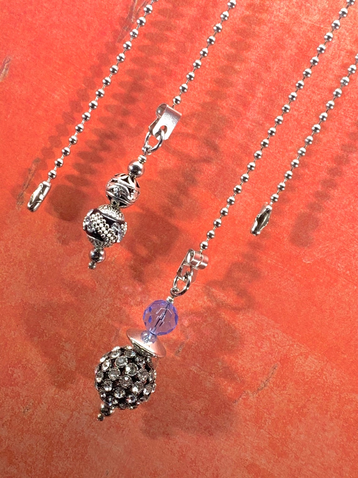 Silver Black & Blue Fan Light Pull Chain Set - Etsy